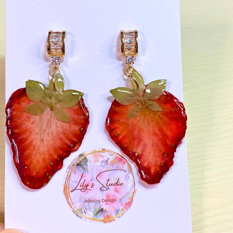Strawberry Earrings - Etsy