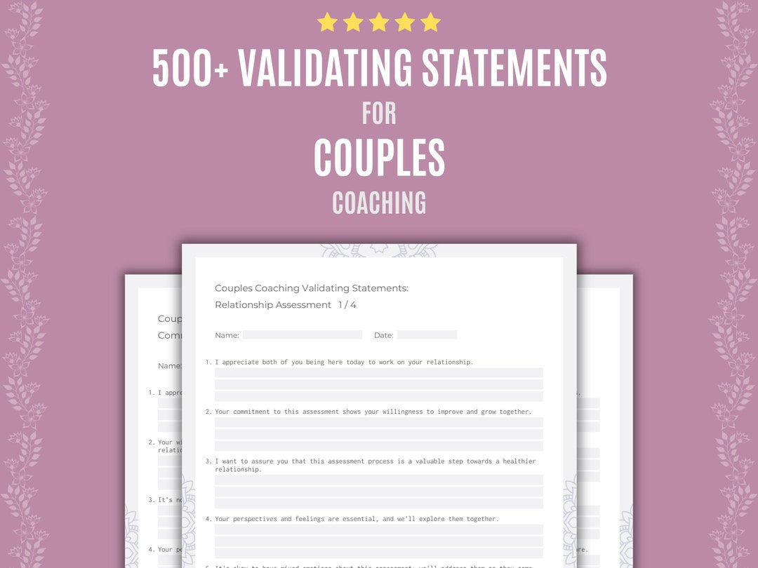 Couples Coaching Validating Statements Couples Coaching Workbook ...