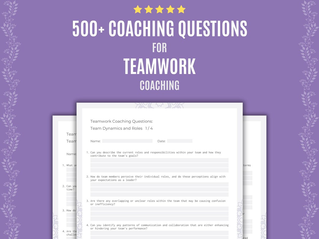 Teamwork Coaching Questions Teamwork Coaching Worksheets, Templates ...