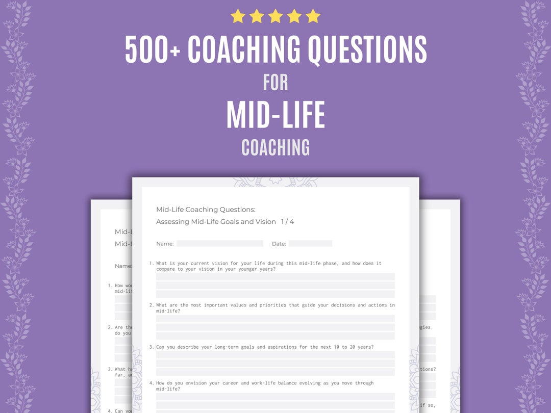 Mid-life Coaching Questions Mid-life Coaching Worksheets, Templates ...