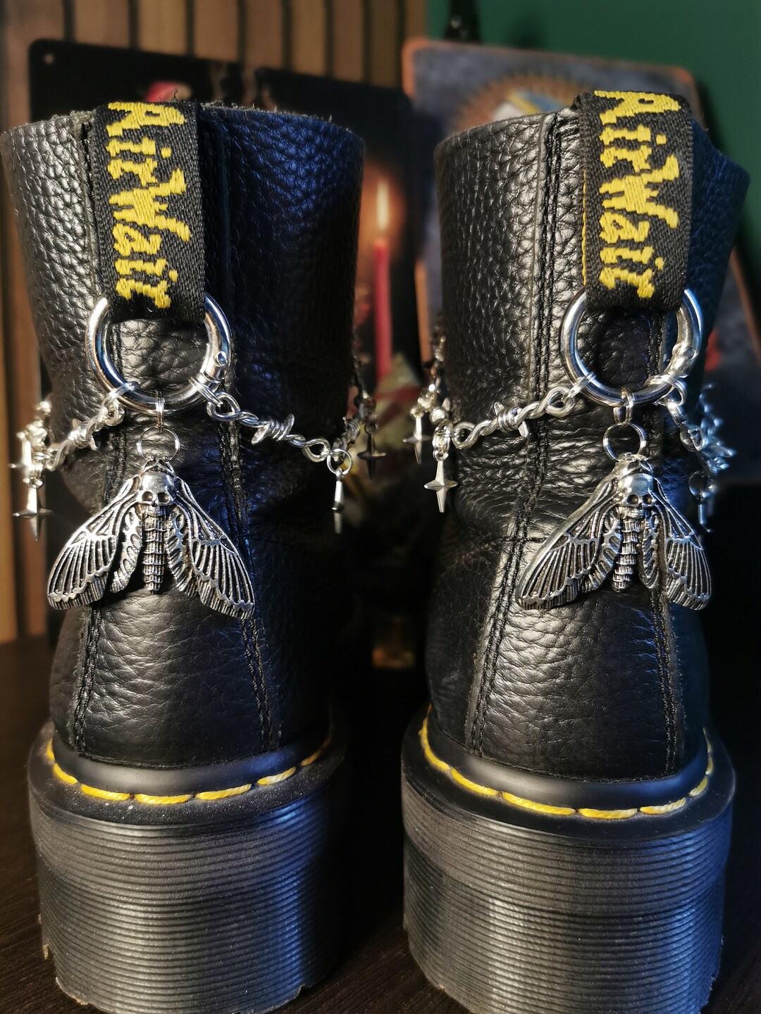 Gothic Death Moth Dm Barbed Wire Boot Chains. - Etsy