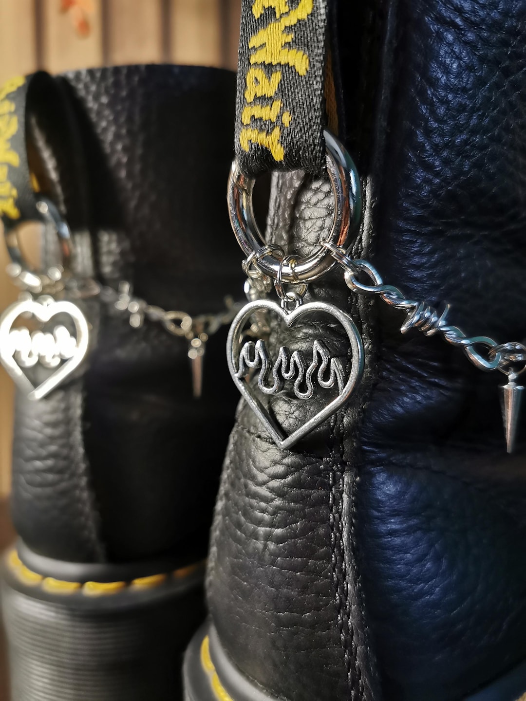 Flaming Heart Barbed Wire Dm Boot Chains. - Etsy