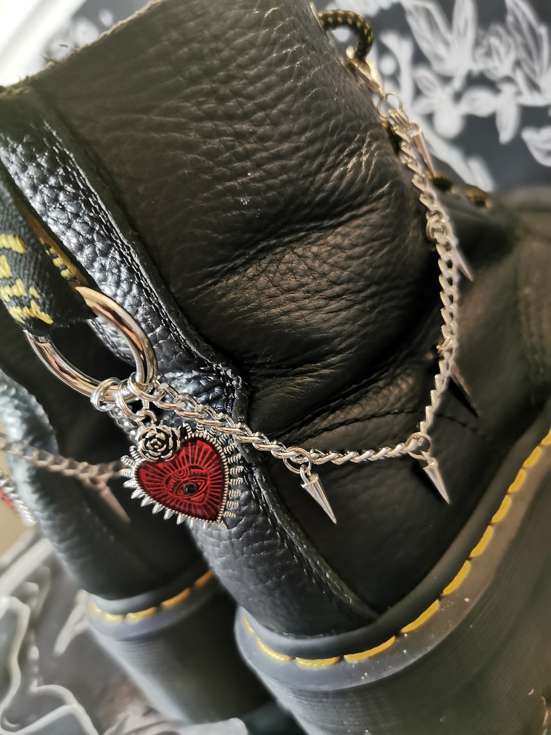 Red Evil Eye Sacred Heart Stainless Steel Dm Boot Chains - Etsy