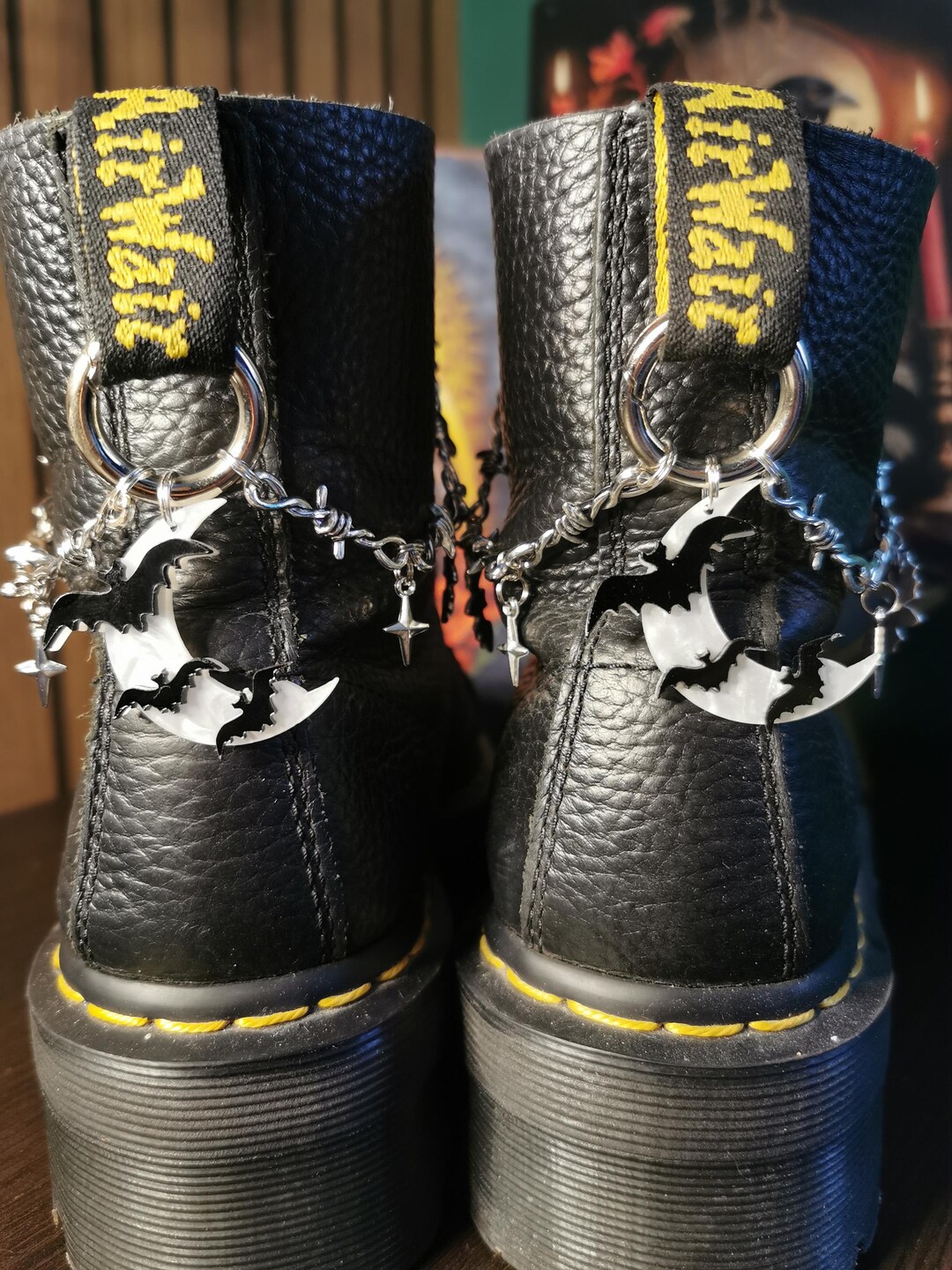 Gothic Bat Moonlight Barbed Wire Dm Boot Chains. - Etsy