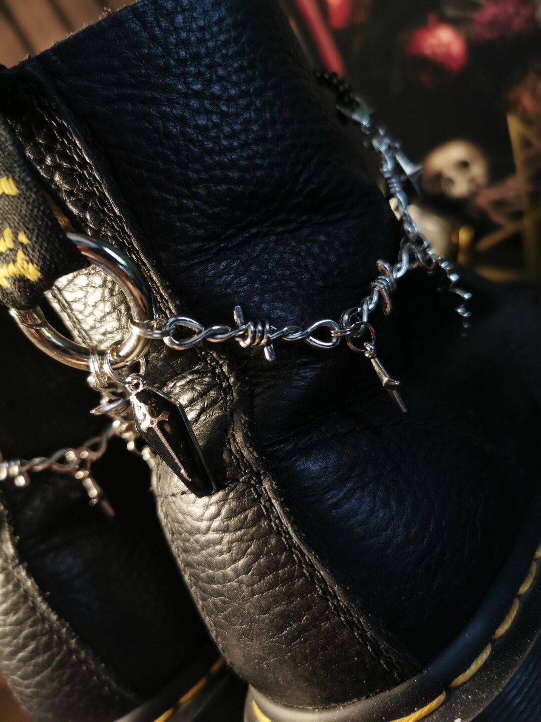 Black Gothic Coffin Barbed Wire Boot Chains - Etsy