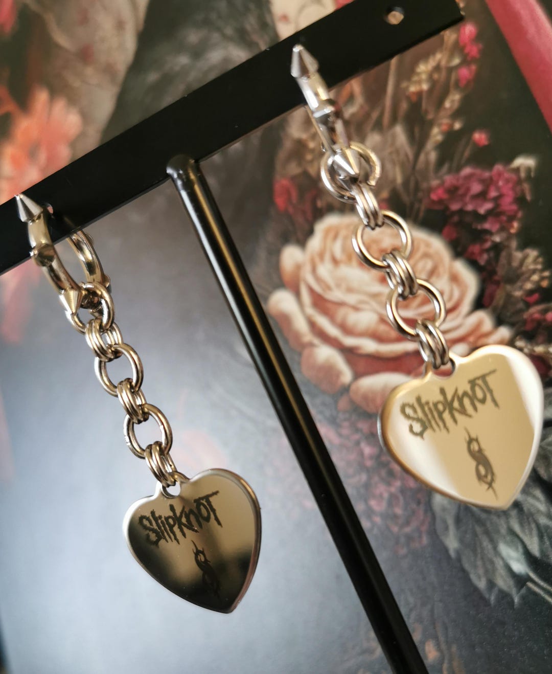 Stainless Steel Slipknot Heart Chain Hoop Earrings. - Etsy