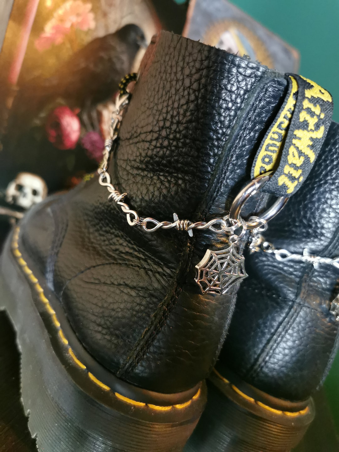 Cobweb Gothic Barbed Wire Dm Boot Chains - Etsy