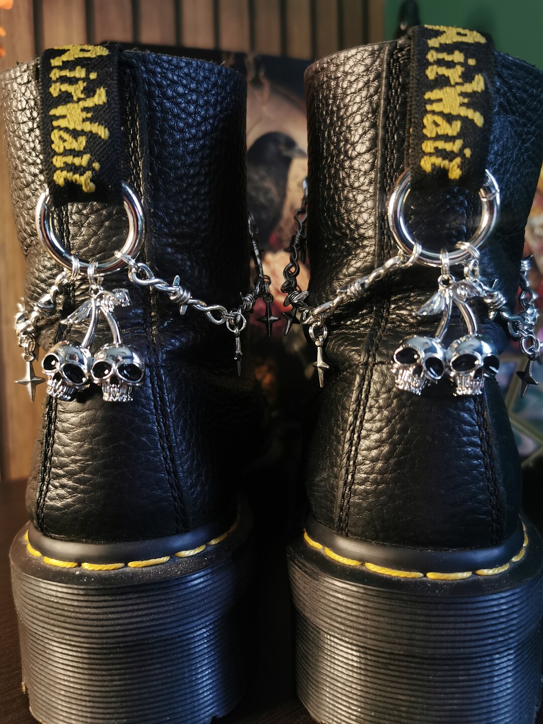Cherry Skull Barbed Wire Dm Boot Chains - Etsy