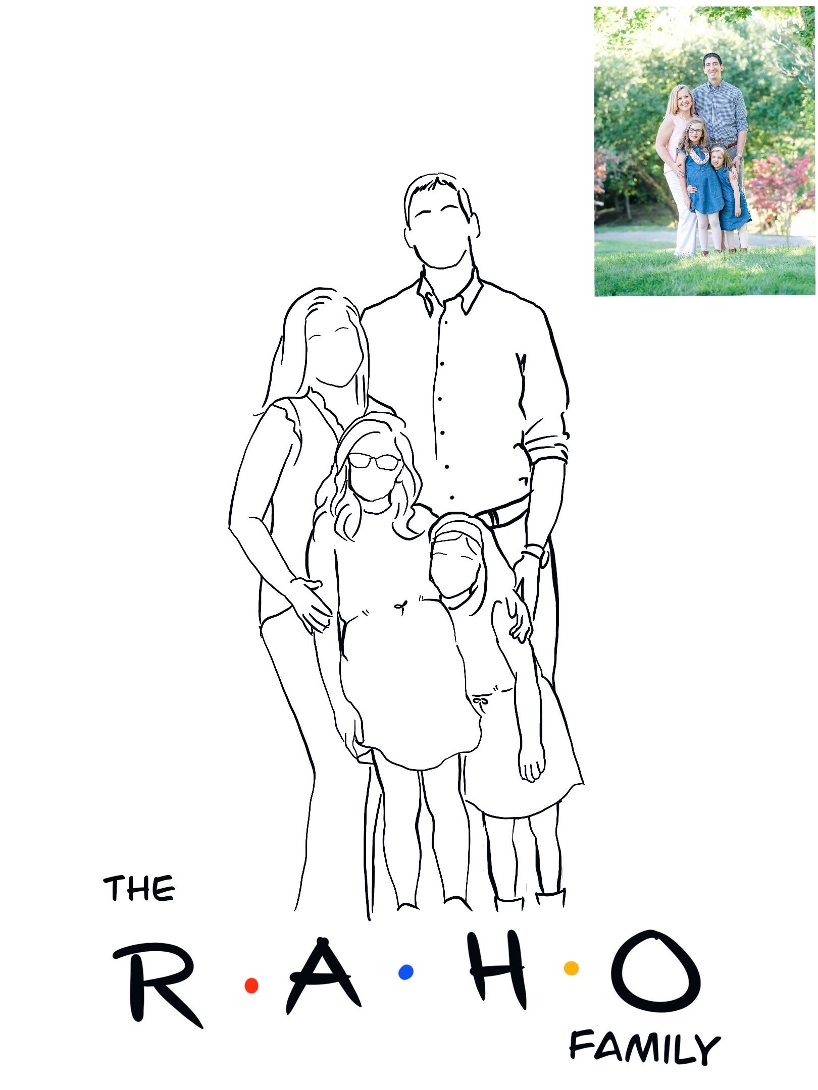 Custom Portrait Sketch, Art From Photo, Group Photo, Family Portrait ...