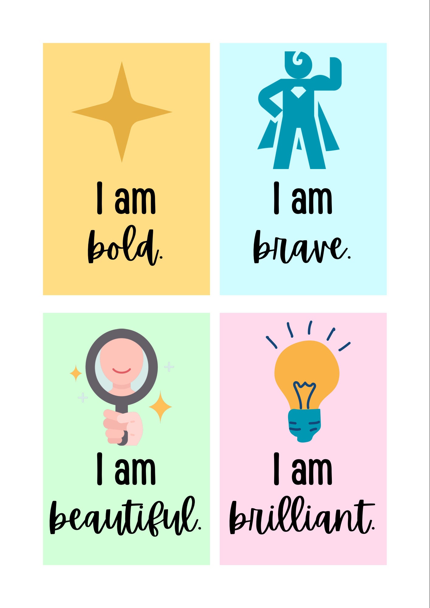 Positive Affirmation Cards, Kids Affirmations, Positive Message Cards ...