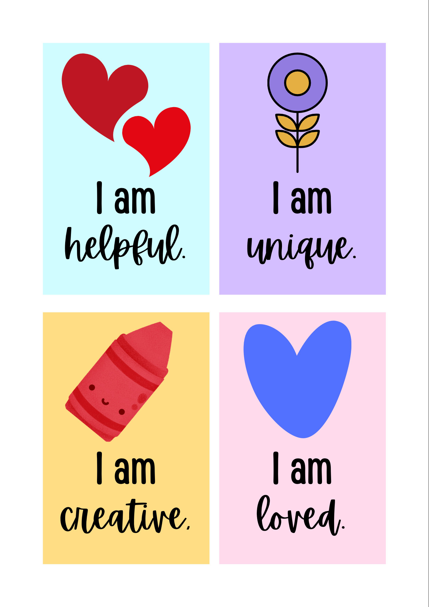 Positive Affirmation Cards, Kids Affirmations, Positive Message Cards ...