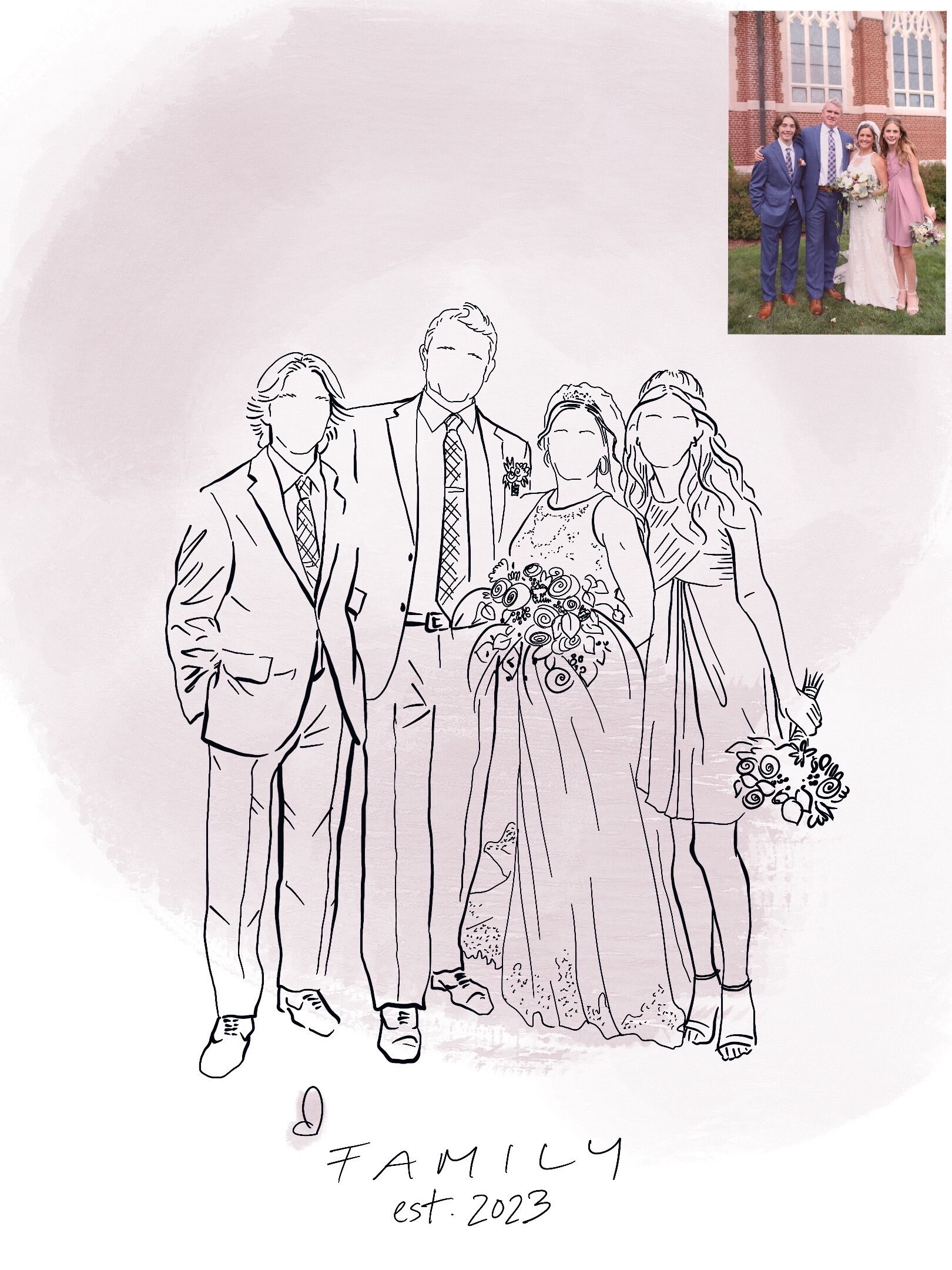 Custom Portrait Sketch, Art From Photo, Group Photo, Family Portrait ...