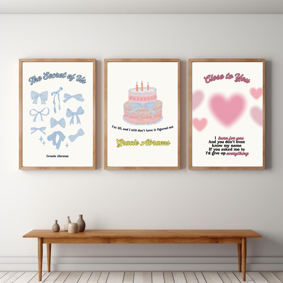 Gracie Abrams the Secret of Us Inspired Prints, Set of 3 Wall Art ...