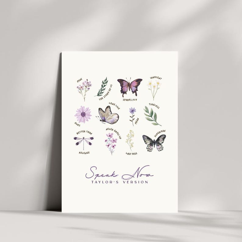 Taylor Swift Speak Now Album Art Print | Whimsical Flowers ...