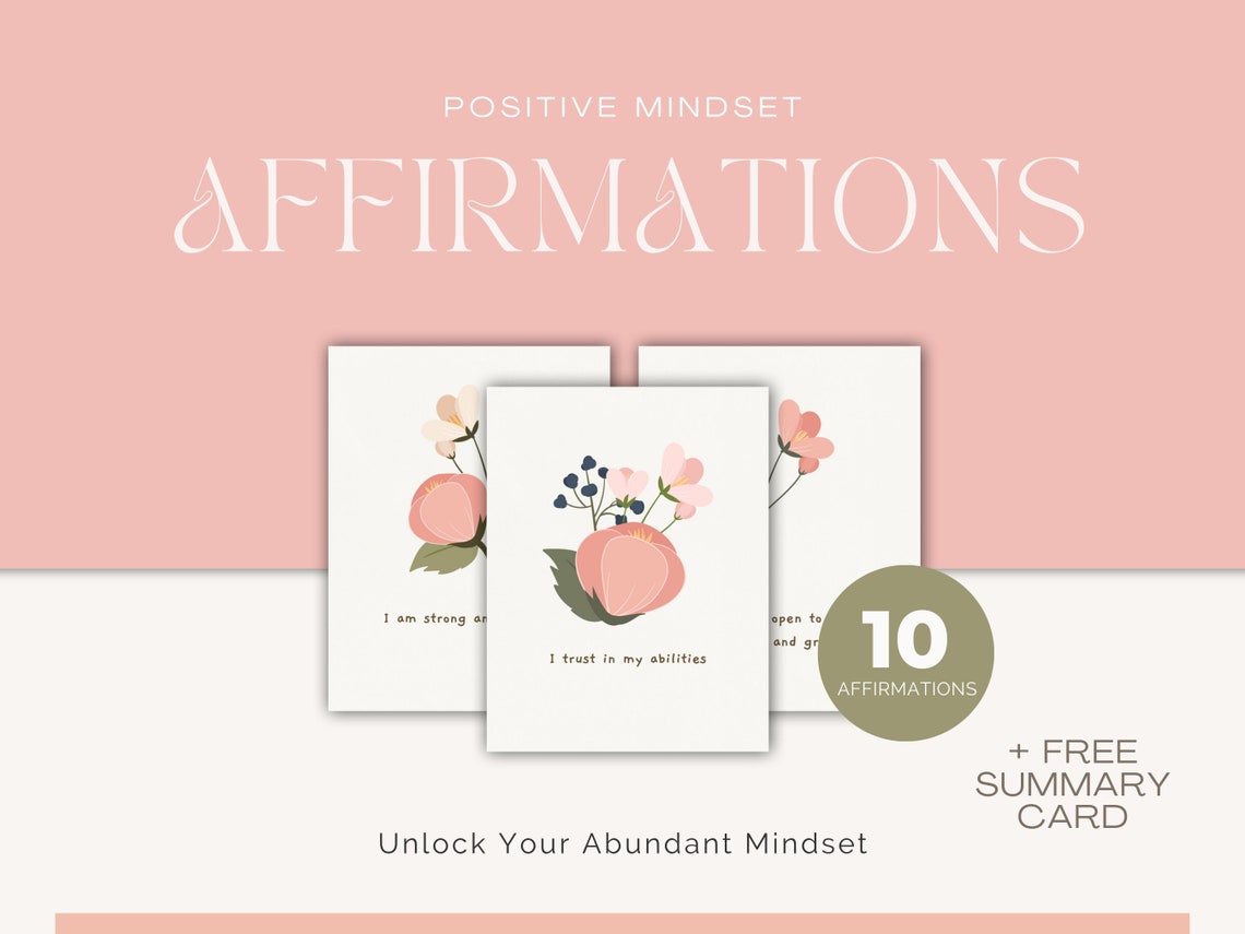 Aesthetic Floral Affirmation Cards Positivity Affirmation Set With ...
