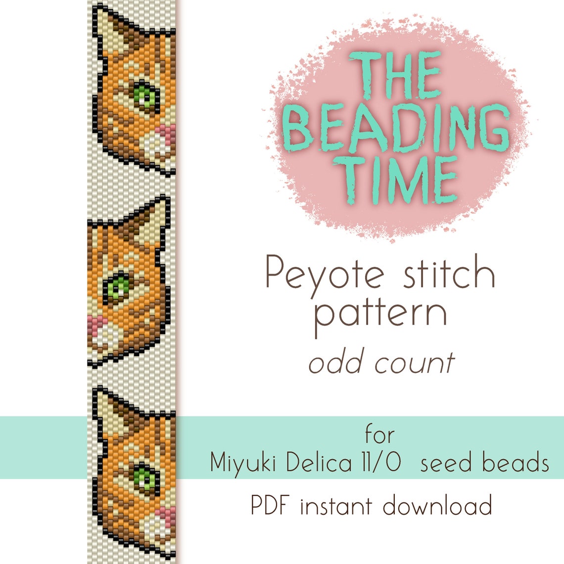 Red Cat - Peyote Stitch Pattern - Odd Count - for Miyuki Delica Seed ...