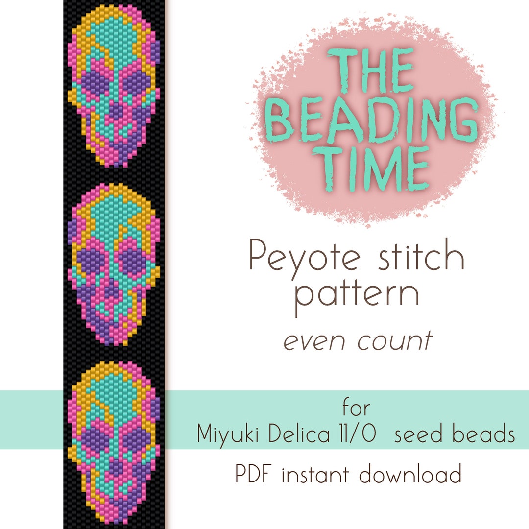 Glitch Skulls - Peyote Stitch Pattern - Even Count - for Miyuki Delica ...