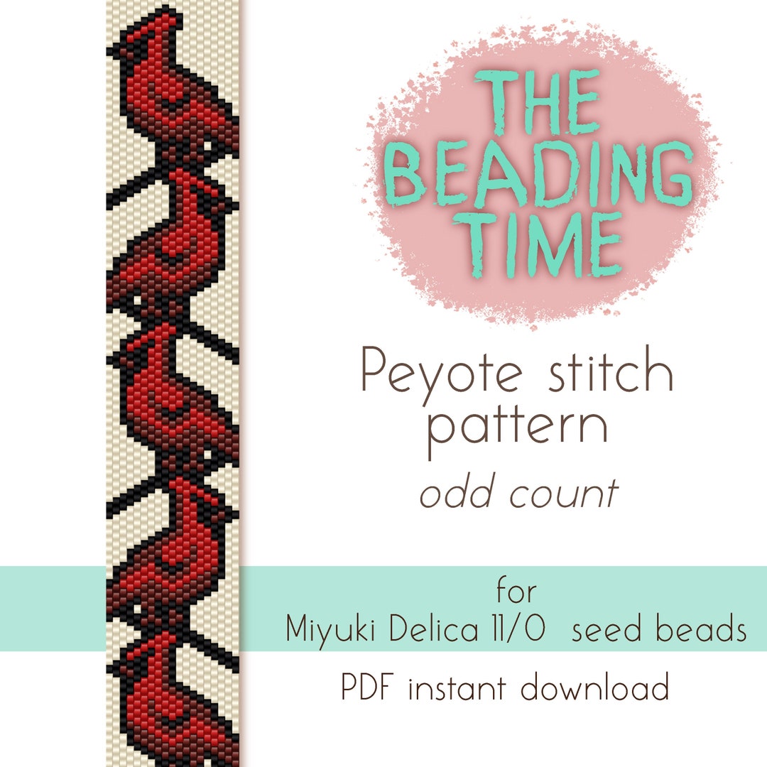 Small Cardinal Birds - Peyote Stitch Pattern - Odd Count - for Miyuki ...