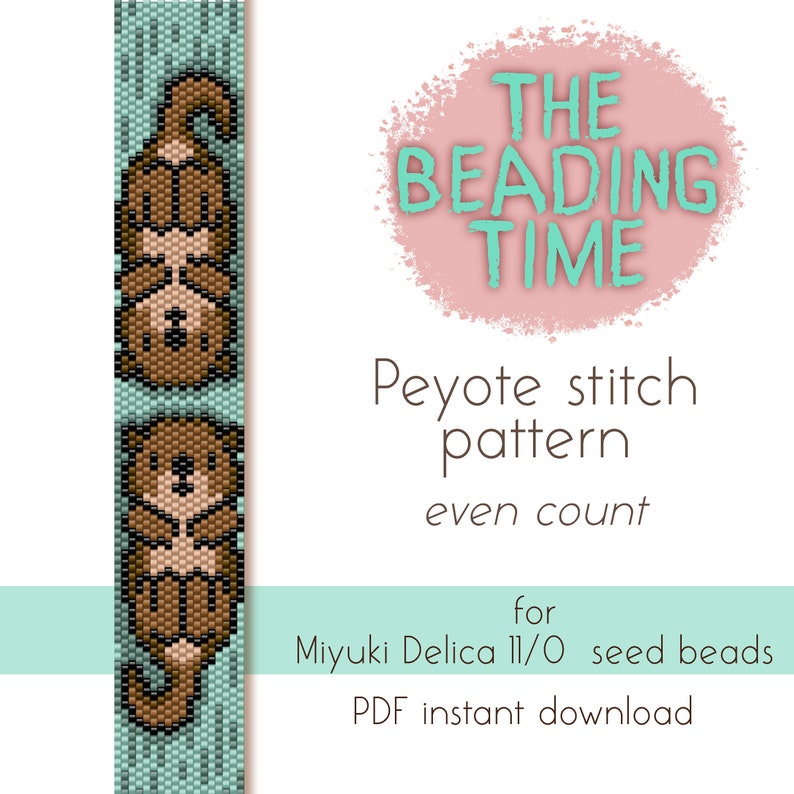 Cute Otters - Peyote Stitch Pattern - Even Count - for Miyuki Delica ...