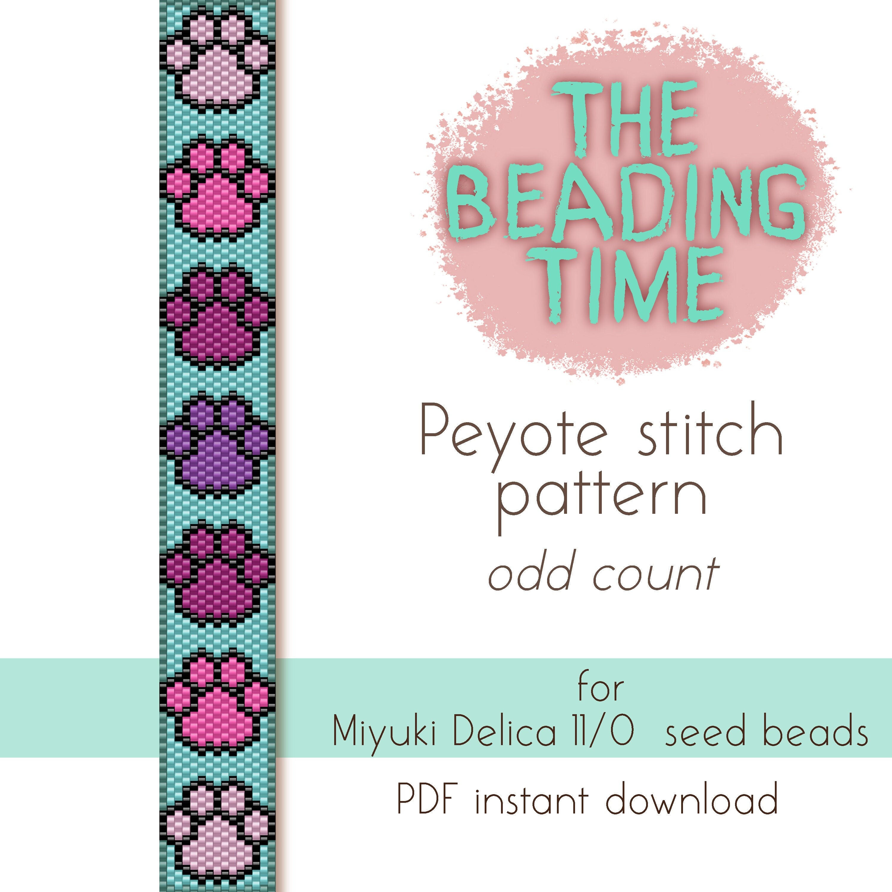 Lovely Pet Paws Peyote Stitch Pattern Odd Count for Miyuki Delica Seed ...