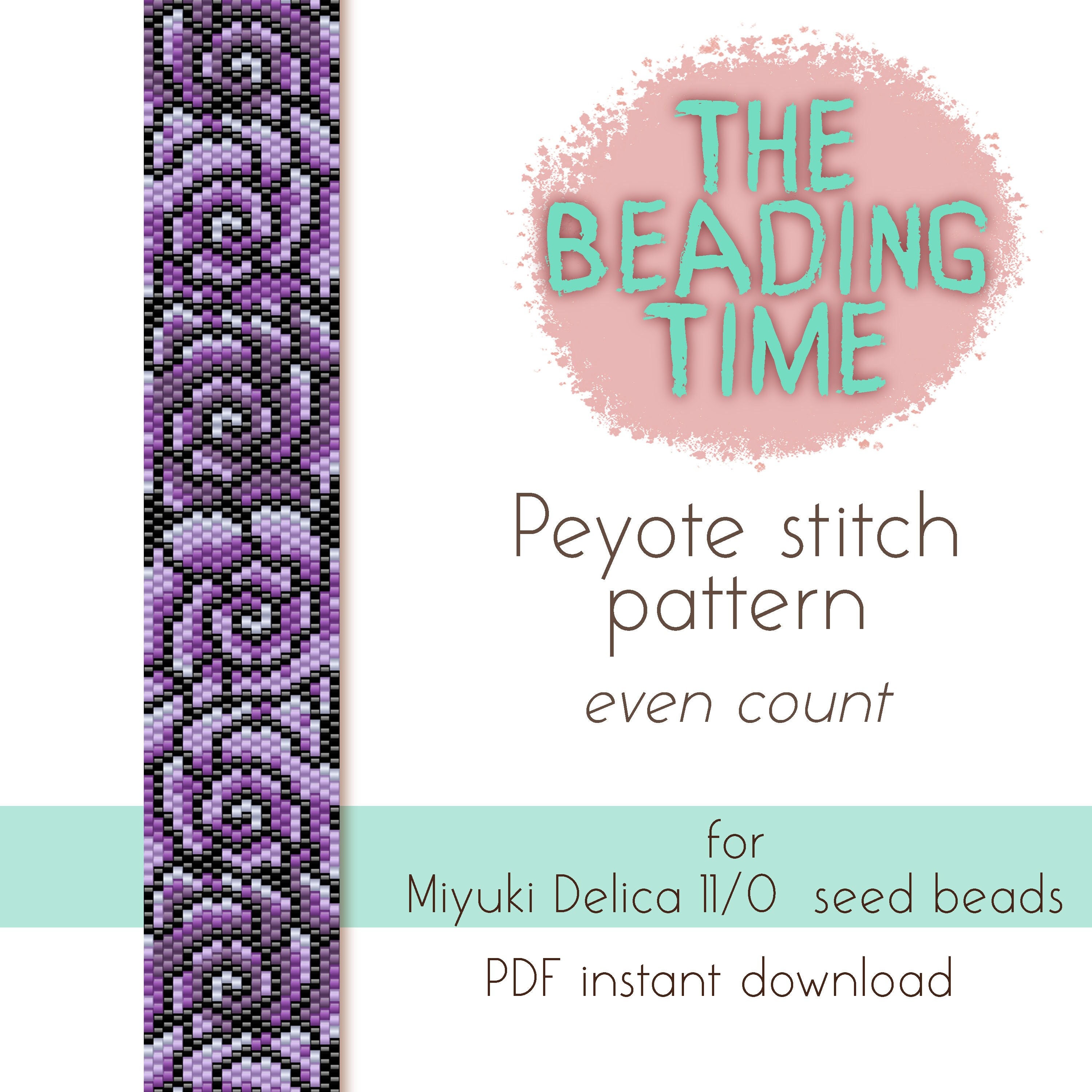 Purple Roses - Peyote Stitch Pattern - Even Count - for Miyuki Delica ...
