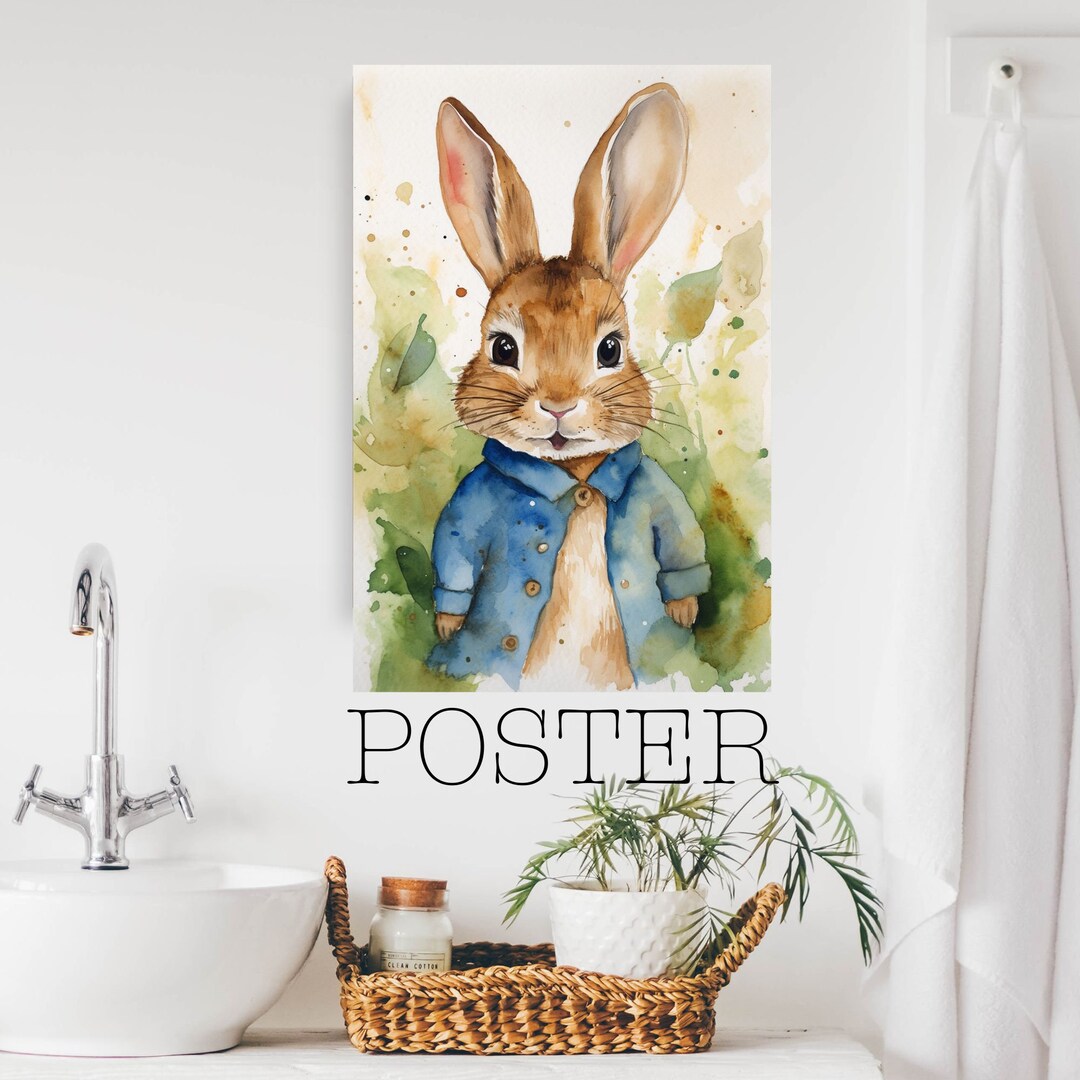 Poster - Peter Rabbit Print, Kids Room Decor, Forest Animal, Bunny in ...