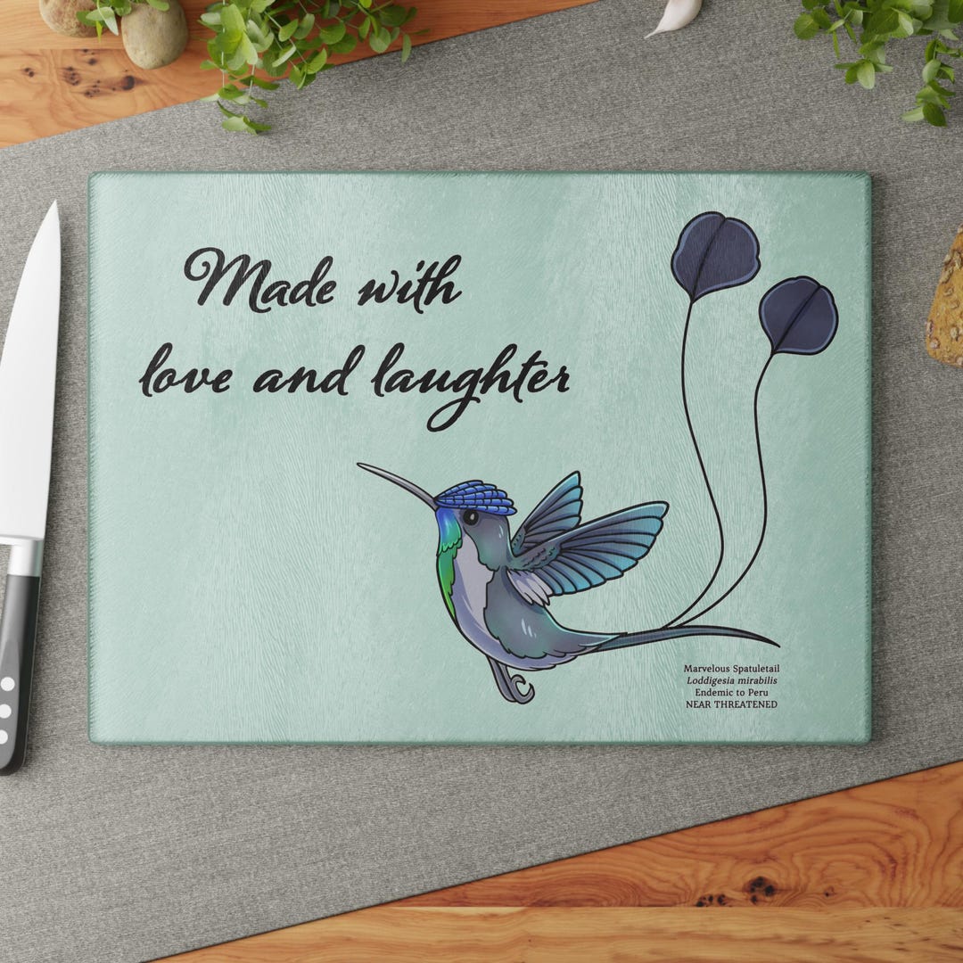 Glass Cutting Board - Marvelous Spatuletail Hummingbird Decor, 38 ...