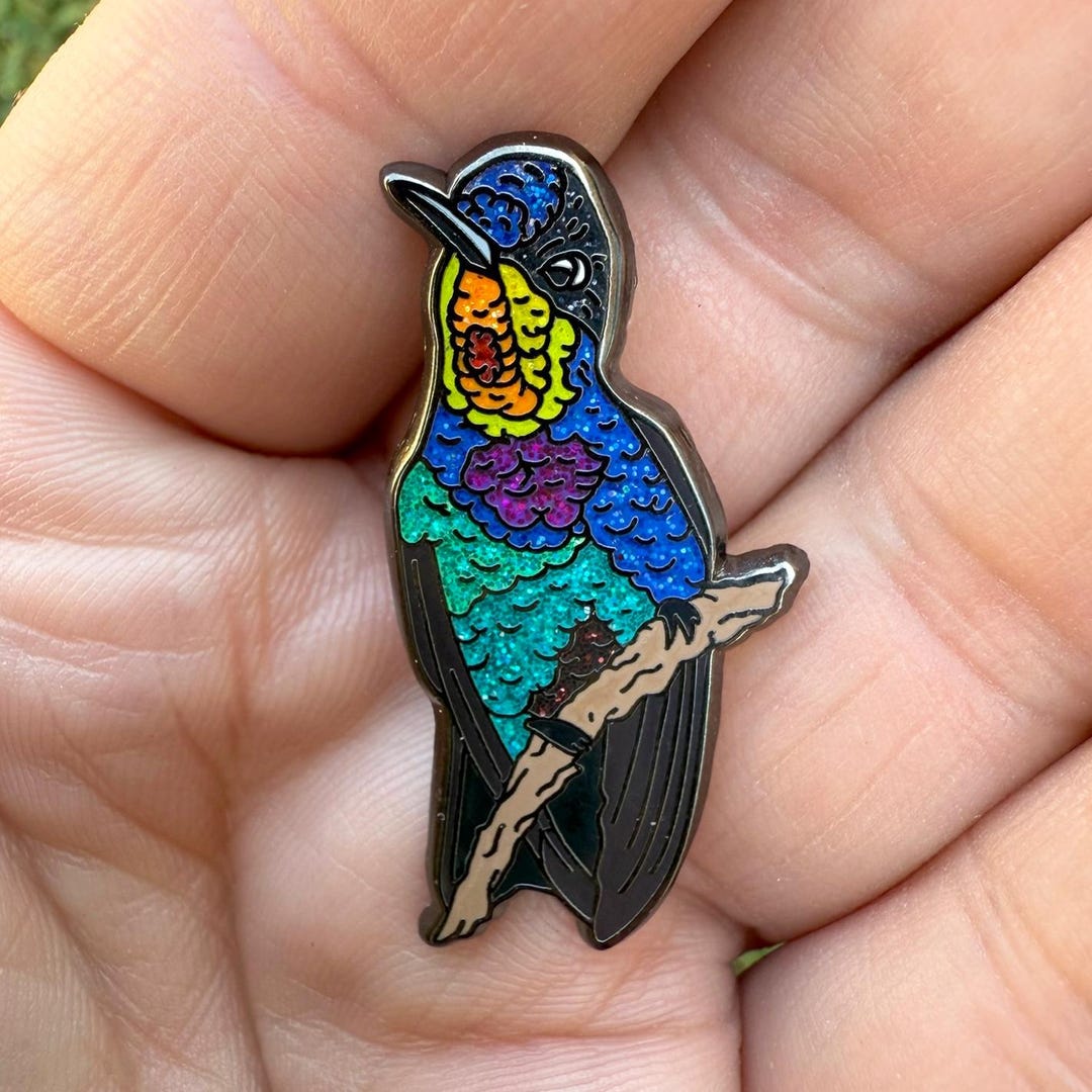 Fiery-throated Hummingbird Glitter Enamel Pin: Collector's Lapel Pin - Etsy