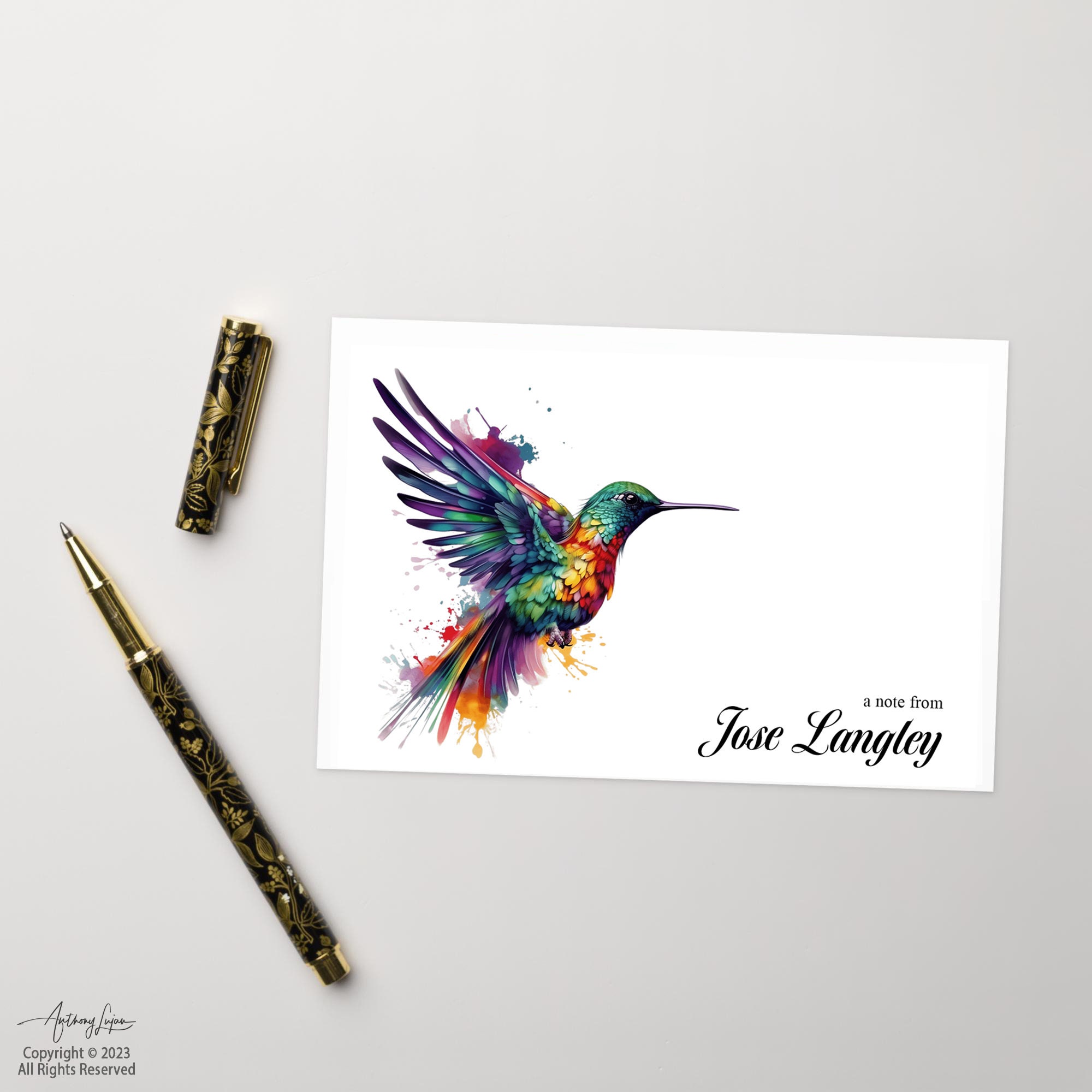 Hummingbird Personalized Note Card 01 4x6 Personalized Note Card ...