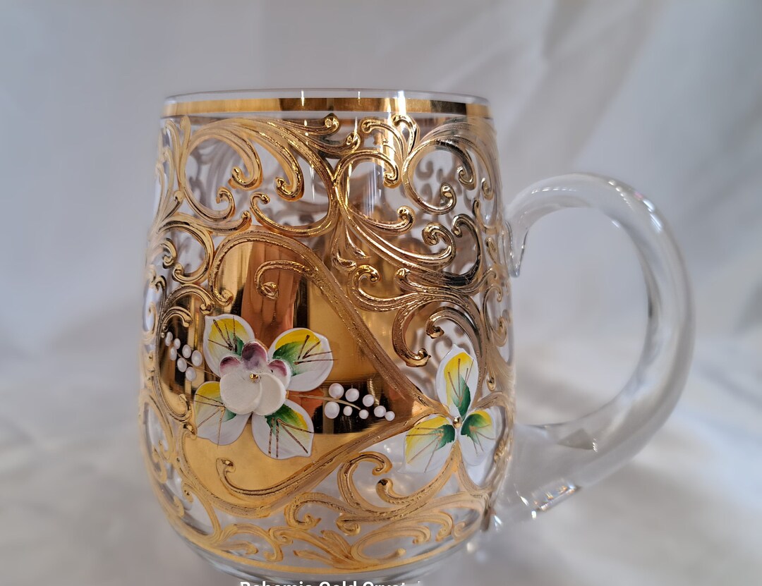 Beautiful Glass Pint Decorated With Gold and Enamel - Etsy