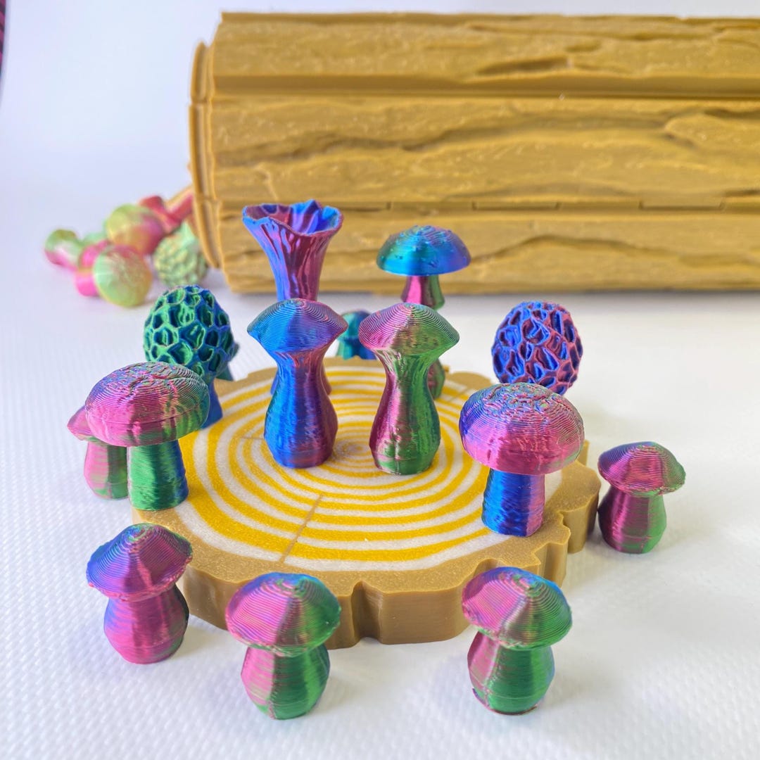 Forest Log Chess & Checkers Set – Mushroom Chess Pieces, Acorn Checkers ...