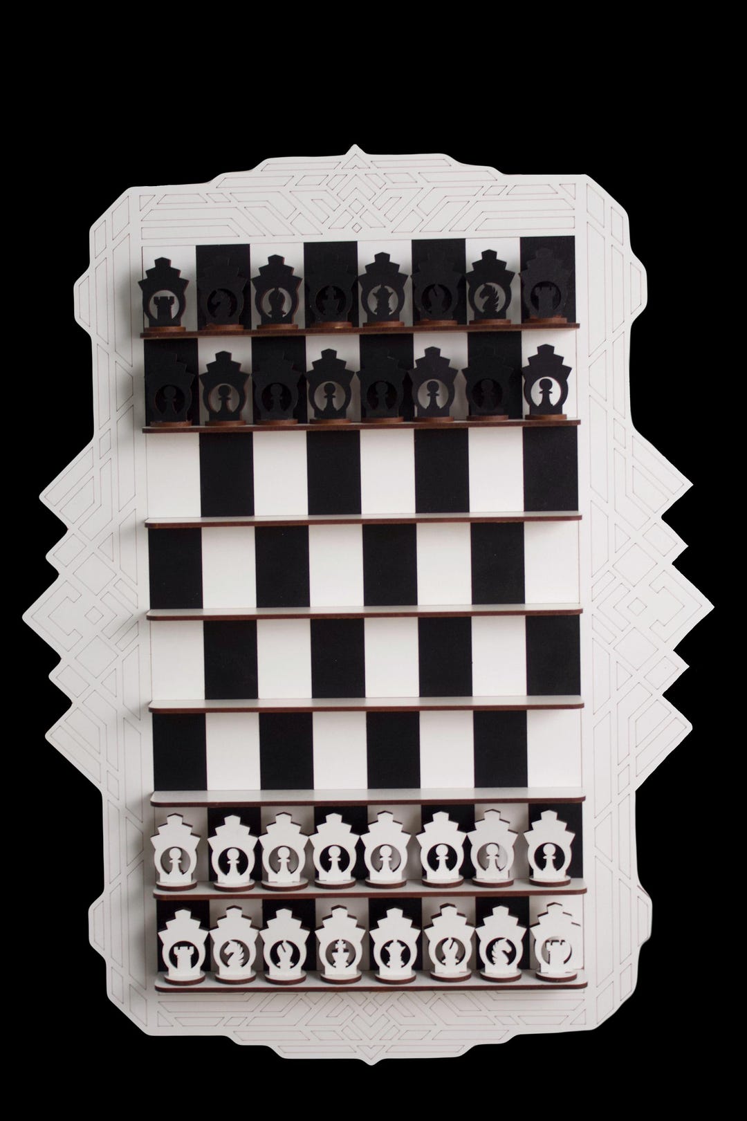 Modern Wall-mounted Chess Set – Laminated MDF Black & White Chess Board ...