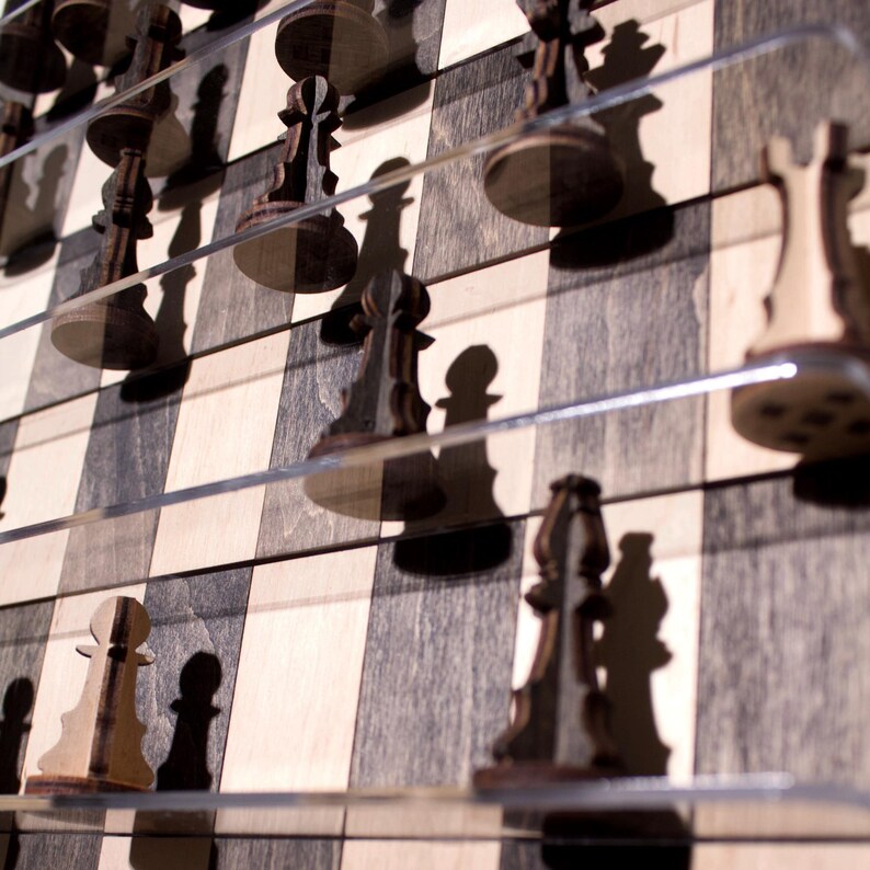 Vertical Wall Chess Board: Wooden Mounted Chess Set - Etsy