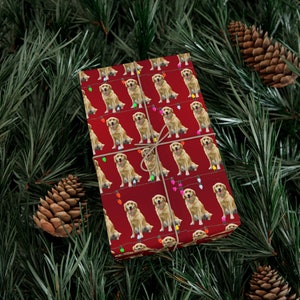 Golden Retriever Christmas Gift Wrap, Merry Christmas Wrapping Paper ...
