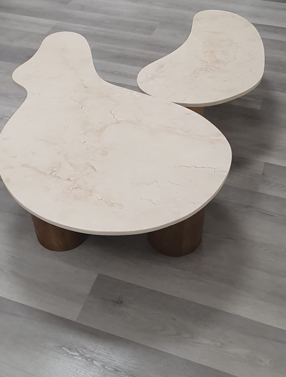 Set 2 Coffee Tables/ Oak and Stone/ Round Table/ Organic Table/ Modern ...