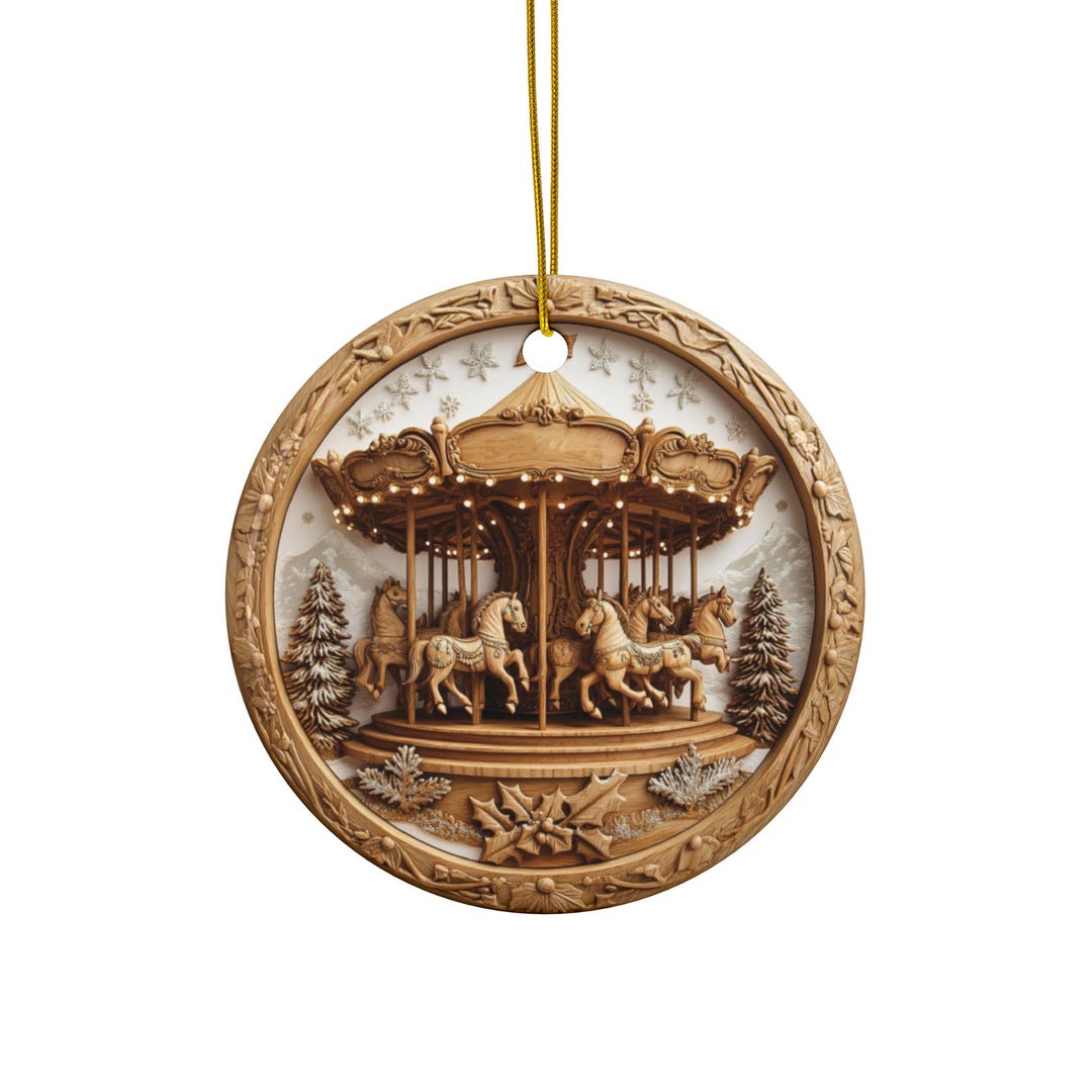 Whimsical Carousel Ceramic Christmas Ornament | Holiday Decor, Tree ...