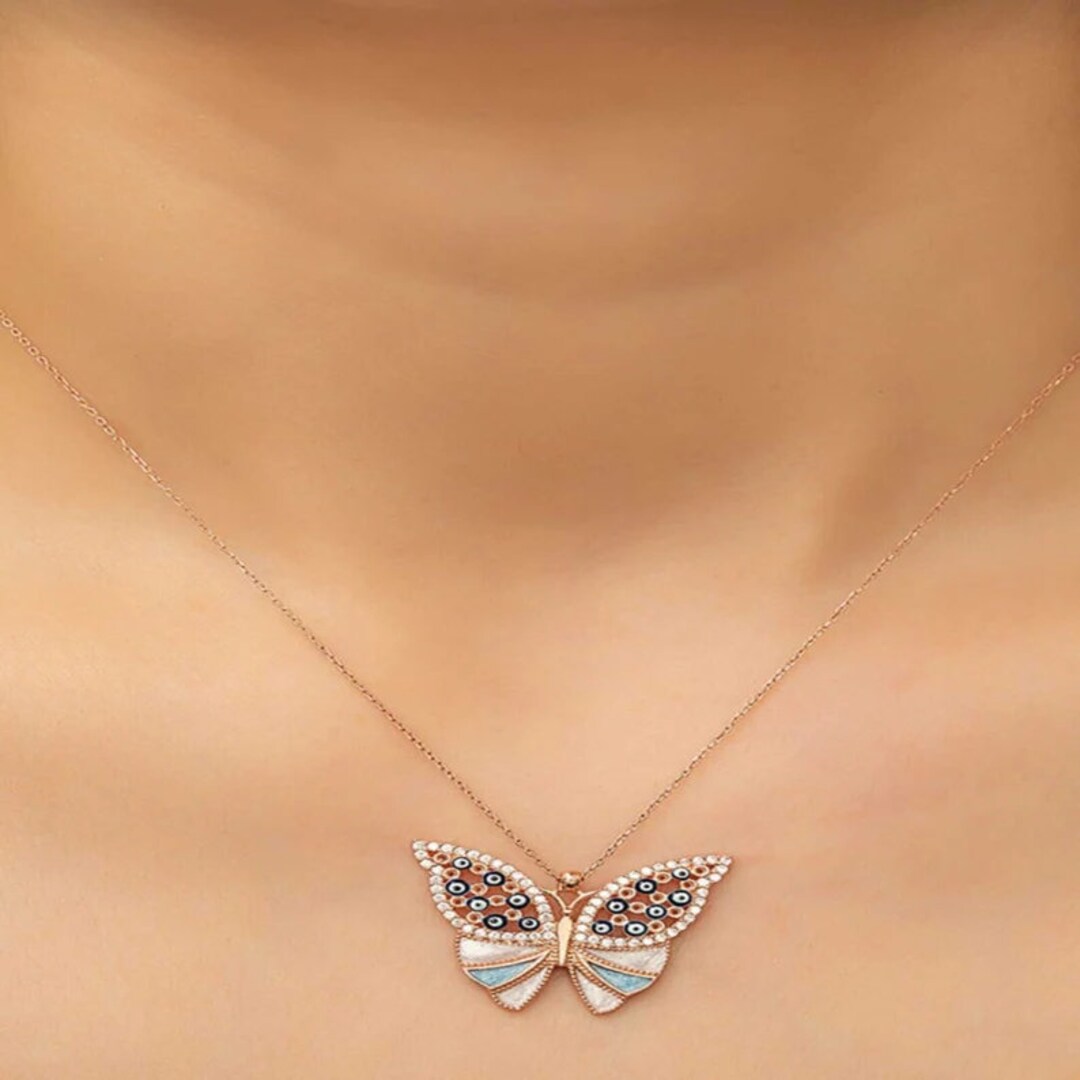 Butterfly Model Silver Gold Color Necklace - Etsy