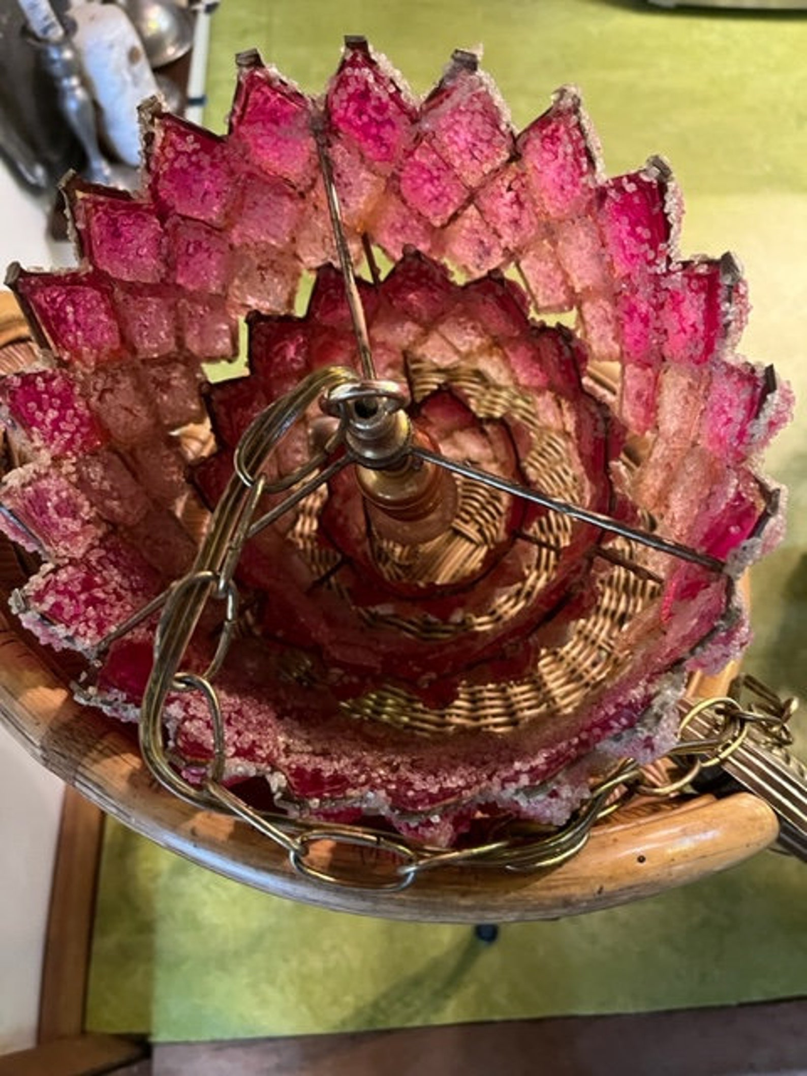 Art Deco Goth Pink Swag "princess Crown" Lamp, Mica Encrusted - Etsy