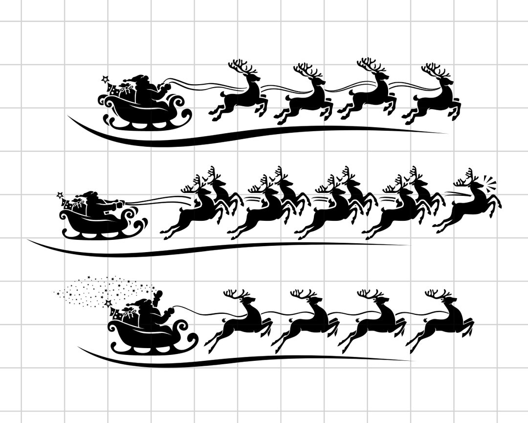 SANTAS FLYING REINDEER Svg Santas Sleigh With Fairy Dust Santa ...
