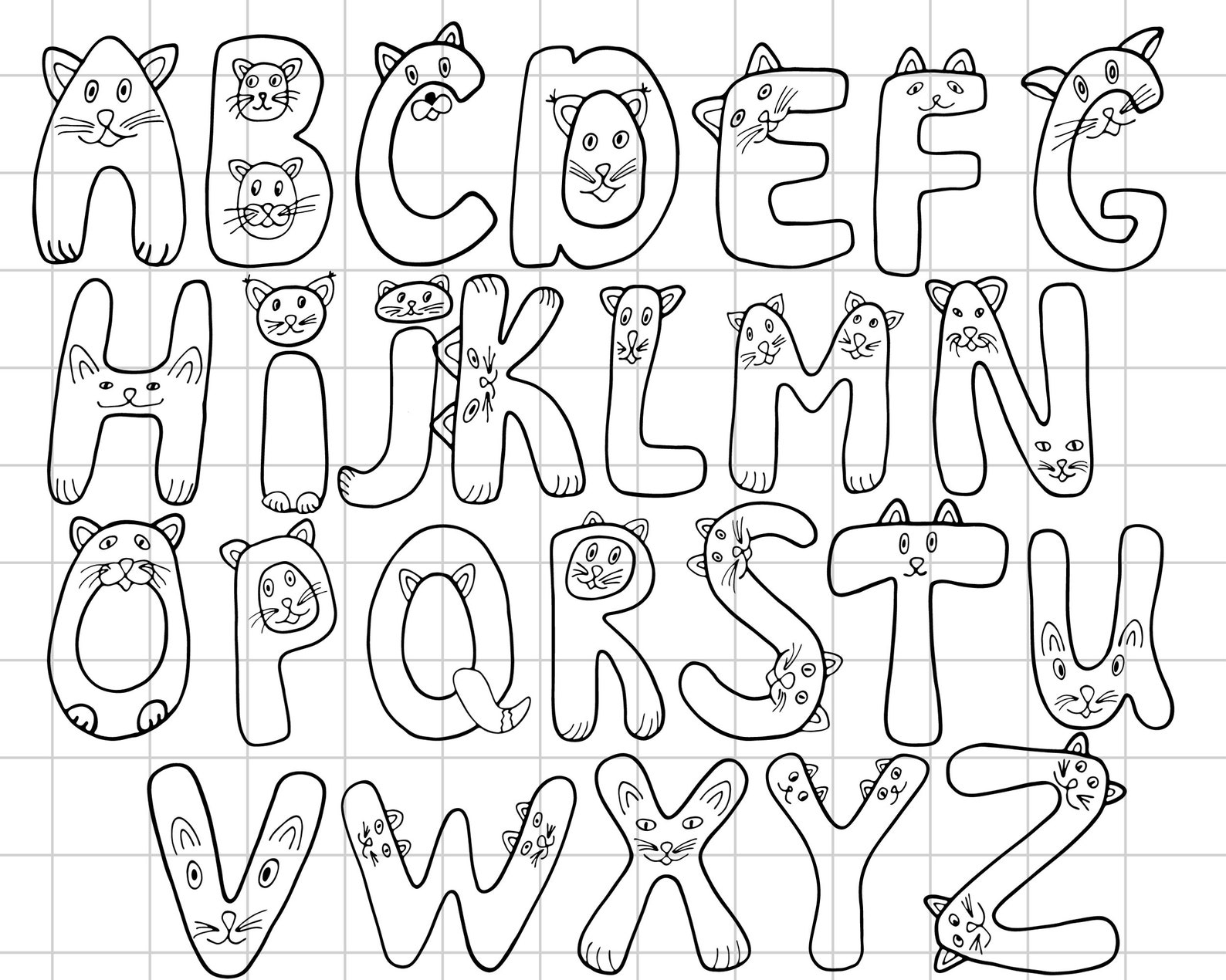 ALPHABET CAT FONT Svg Handdrawn Style Cat Bubble Writing Font ...