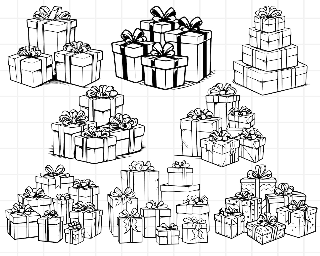 STACKED PRESENTS SVG Pile of Presents for Christmas or Birthdays ...