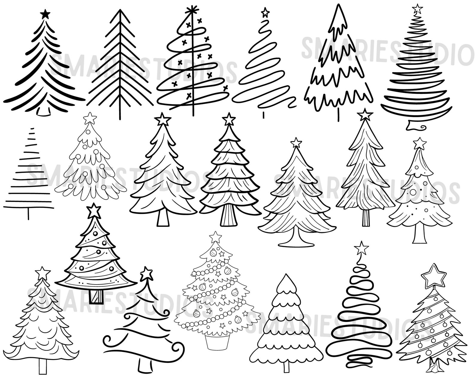 LINE CHRISTMAS TREES Svg Drawn Unique Xmas Tree Images Cute Merry Trees ...