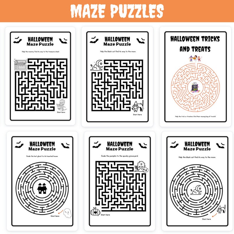 Printable Halloween Kids Activities, Halloween Maze Puzzles, Halloween ...