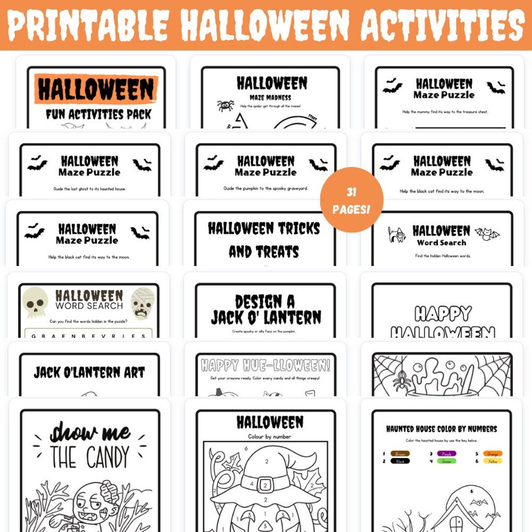 Printable Halloween Kids Activities, Halloween Maze Puzzles, Halloween ...