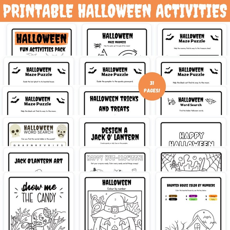 Printable Halloween Kids Activities, Halloween Maze Puzzles, Halloween ...