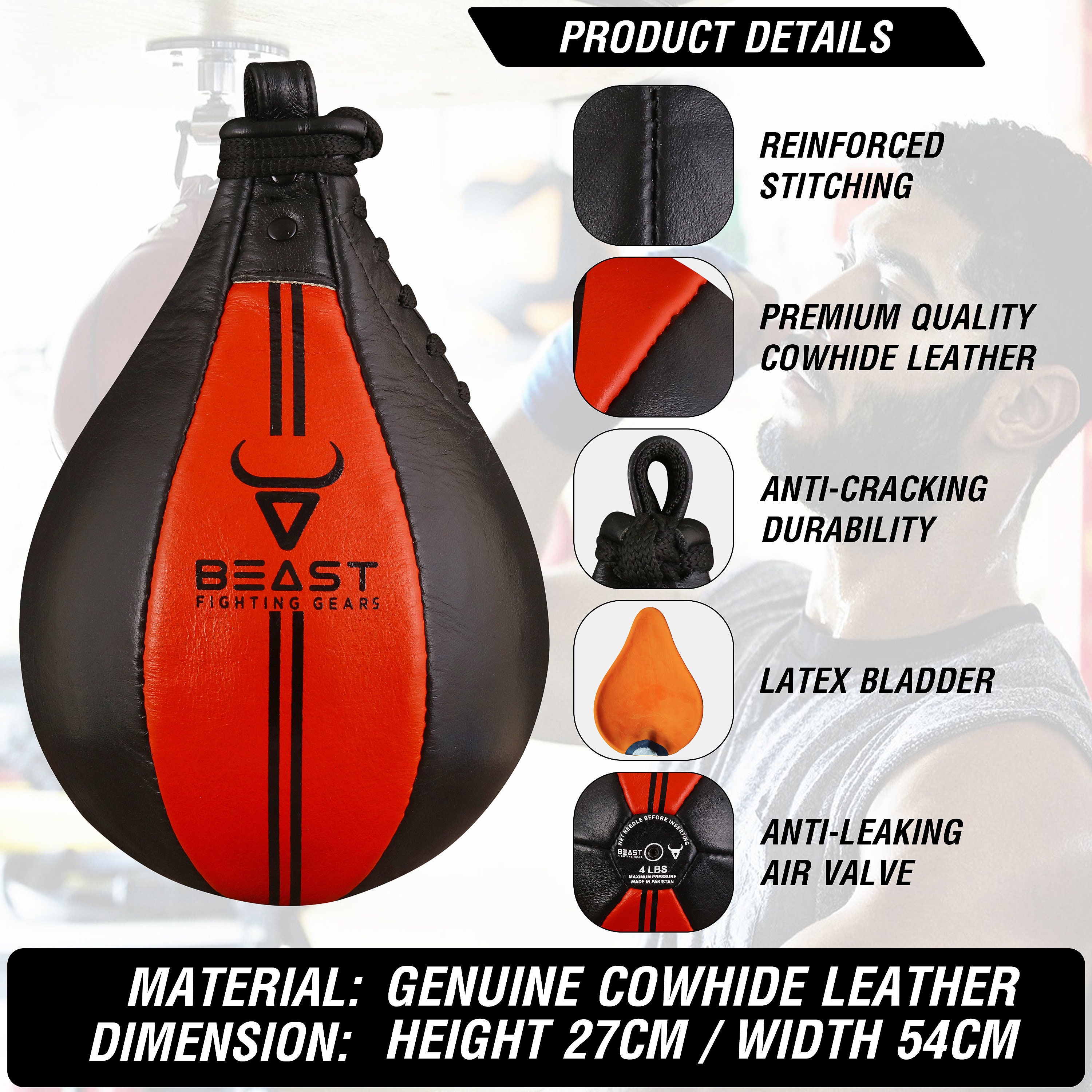 Leather Speed Ball Boxing & Swivel Boxing Punch Bag MMA Speed Bag ...