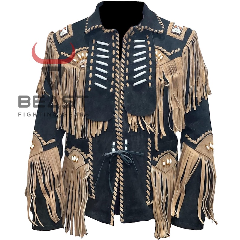 Cowboy Men’s Suede Jacket – Western Leather Jacket With Fringes & Beads ...