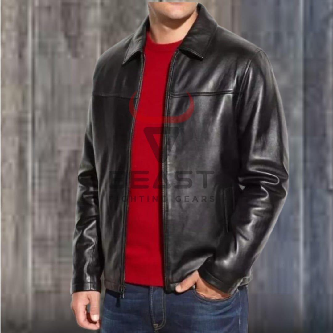 Men’s Black Leather Motorcycle Biker Jacket – Classic Riding Gear - Etsy