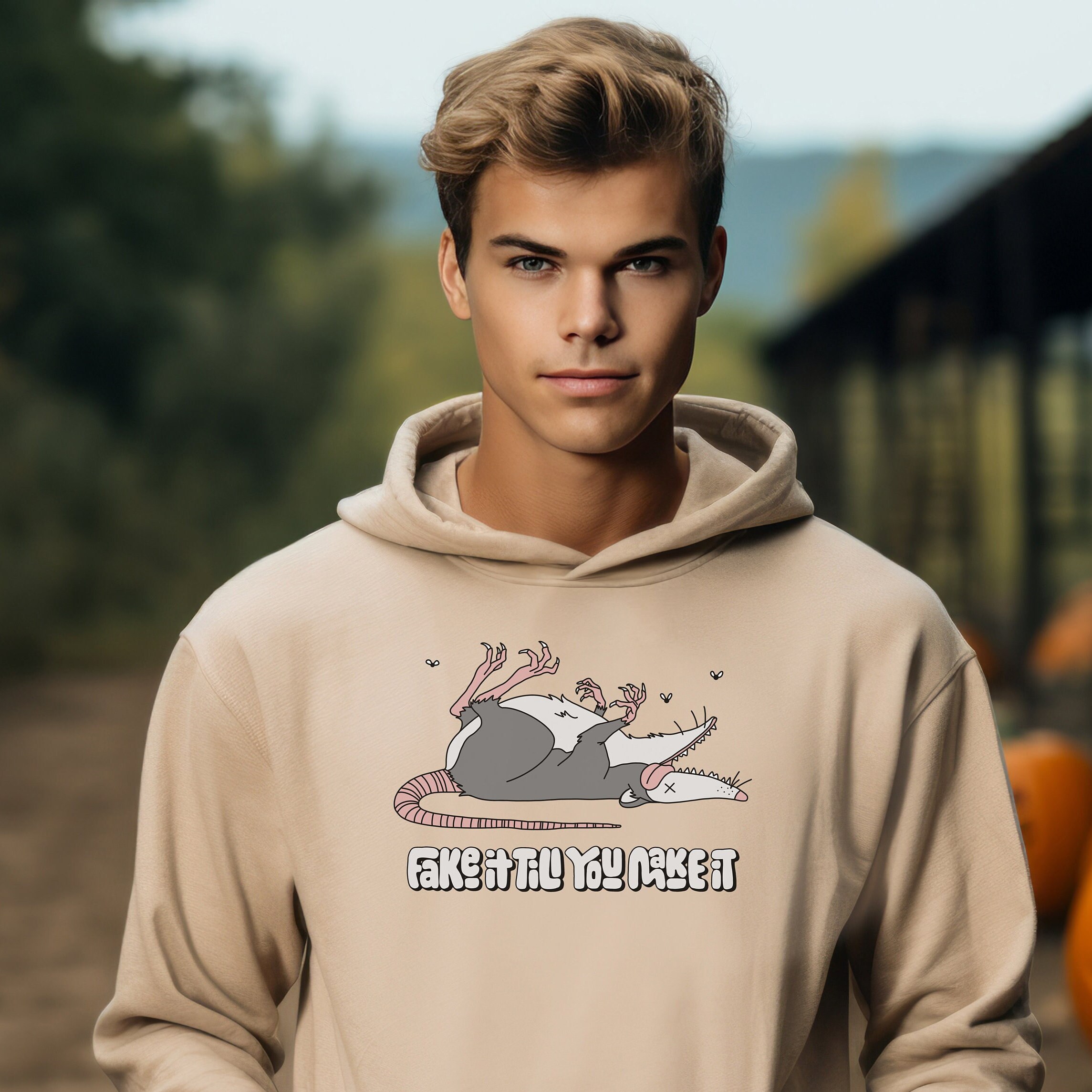 Possum Fake It Til You Make It Sweatshirt, Possum Hoodie, Opossum ...