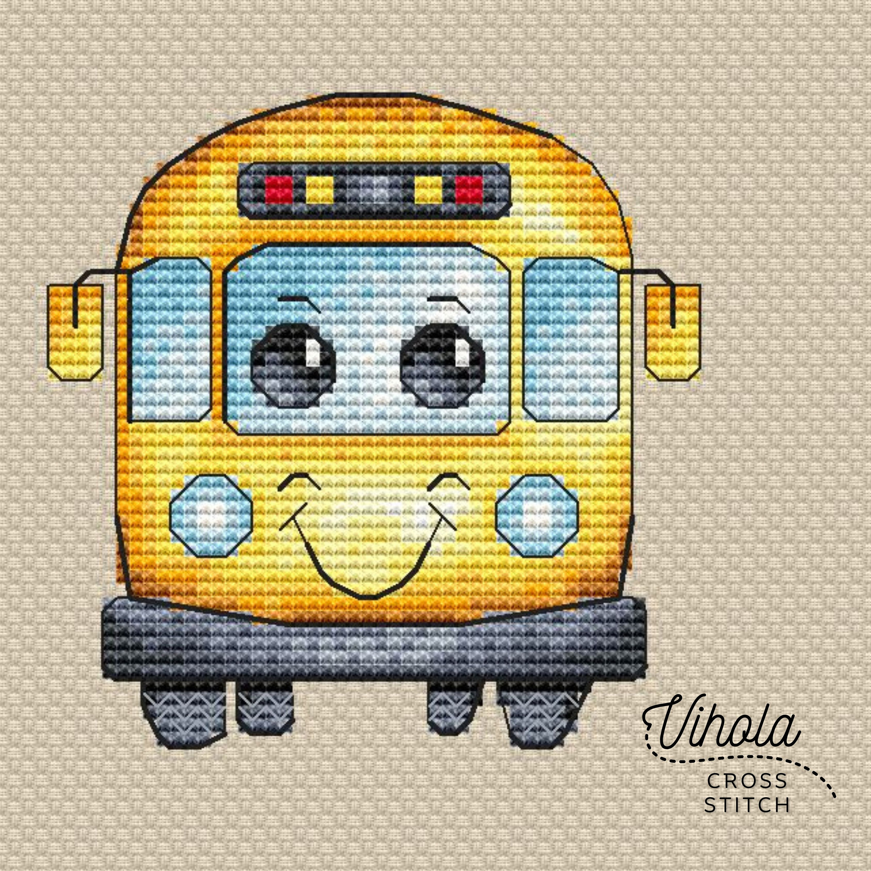 School Bus Back-to-school Cross Stitch Pattern, Yellow Transport Easy ...